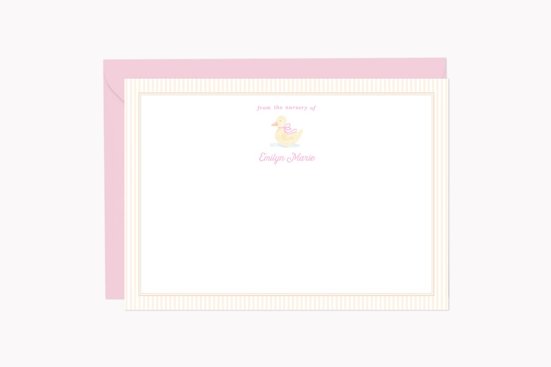 Printed Yellow Ducky Stationery Set | Custom 7x5 Baby Shower Note Cards ...