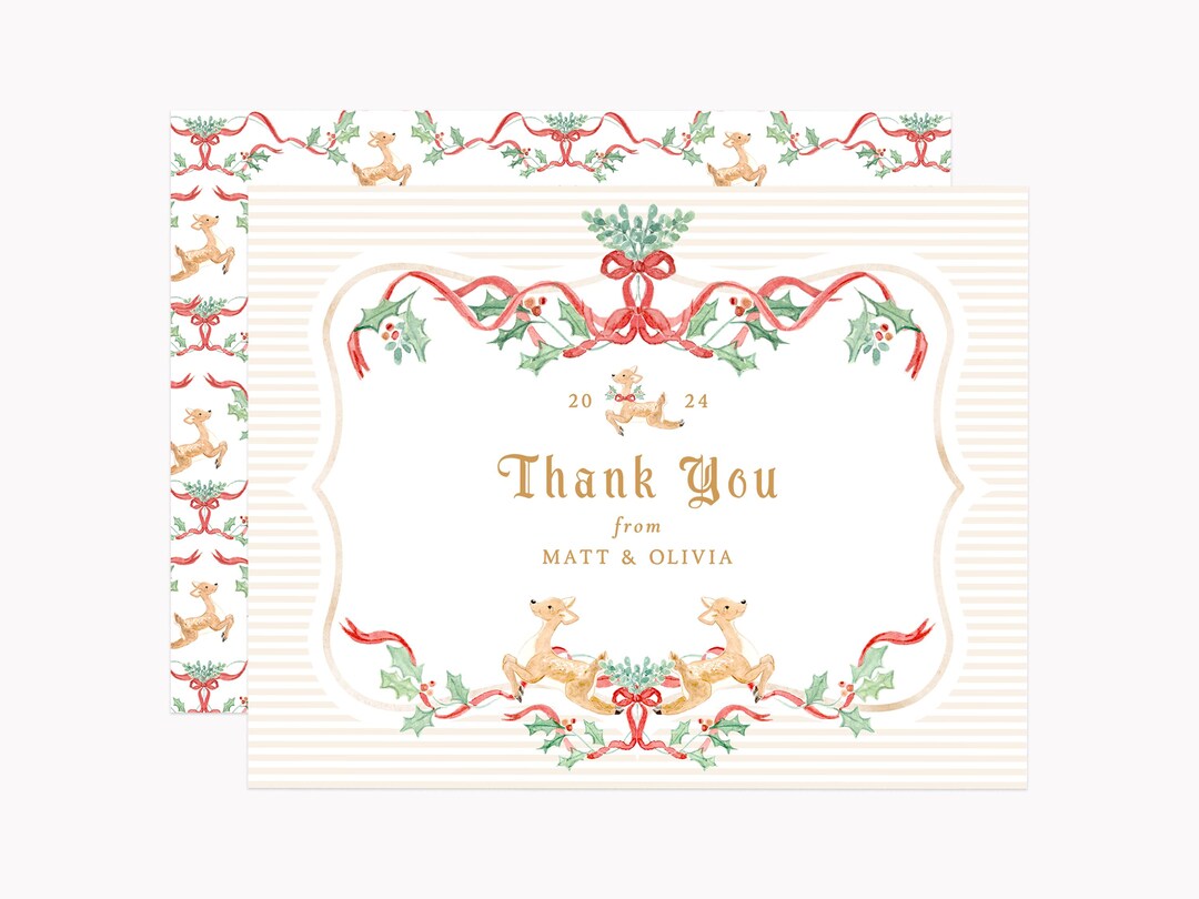 Christmas Reindeer Note Cards | Custom A2 Folded Little Dear Holiday ...