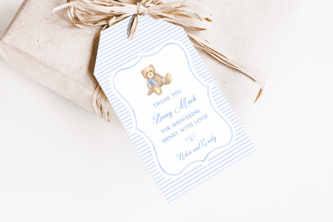 Teddy Bear Gift Tag Set | Custom 2.25x4 Baby Shower Party Favors ...