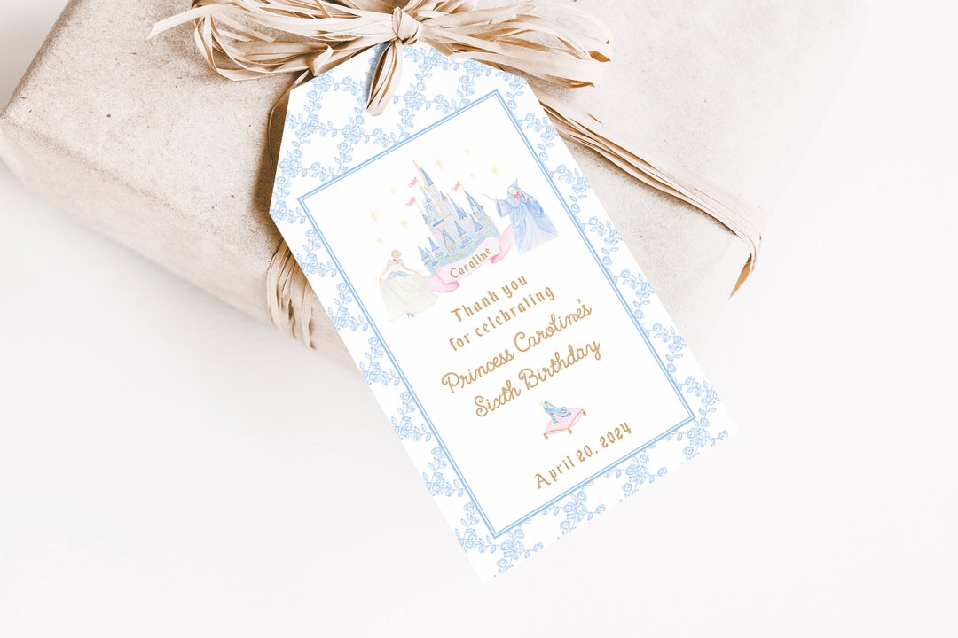 Cinderella Gift Tag Set Custom Watercolor Magical Fairytale Princess ...