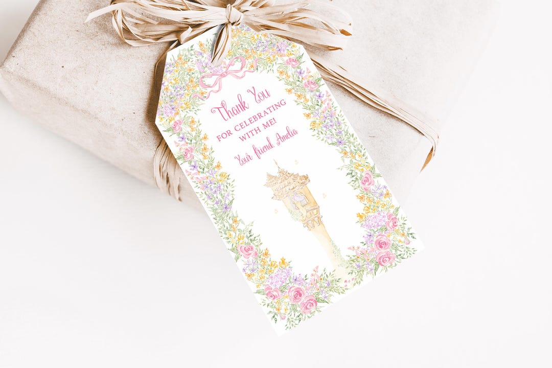 Princess Rapunzel Gift Tag Set | Custom 2.25x4 Fairy Tale Birthday ...