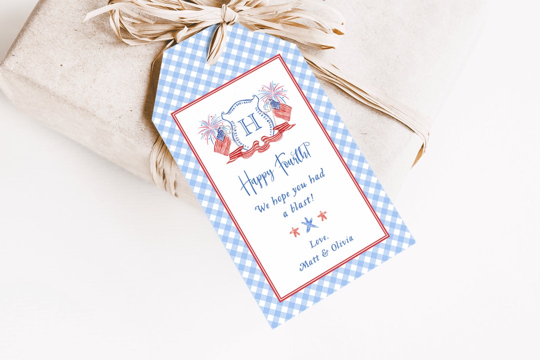 American Flag Crest Gift Tag Custom Patriotic Favor Tags Personalized ...
