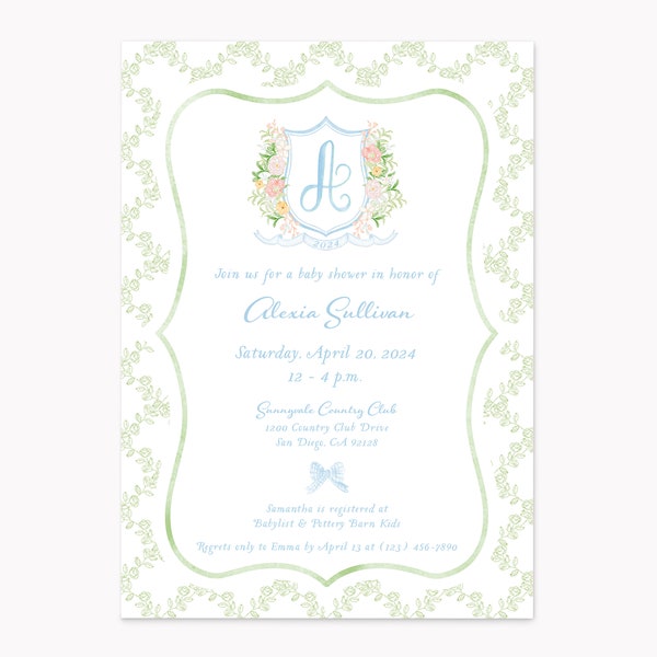 Crest Baby Shower Invitation - Etsy