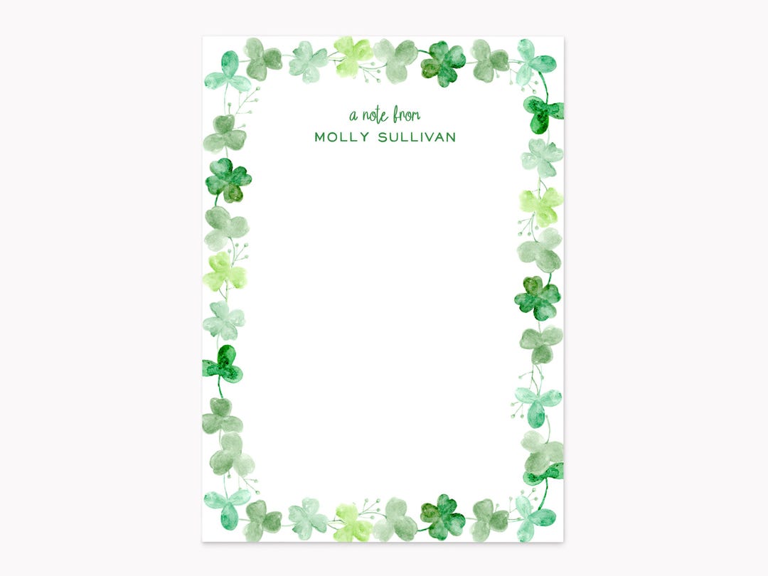 Shamrock Clover Note Cards | Custom 5x7 St. Patrick's Day Stationery ...