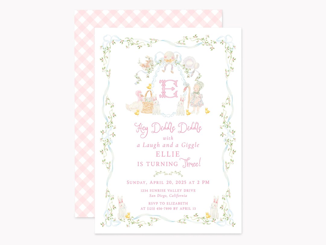 Nursery Rhyme Storybook Party Invitation Custom Mother Goose Spring ...