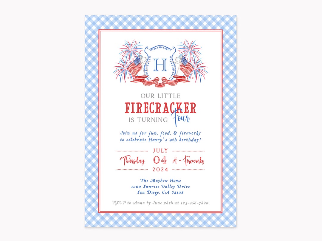 Printed American Flag Crest Invitation Set Patriotic Invitations for ...