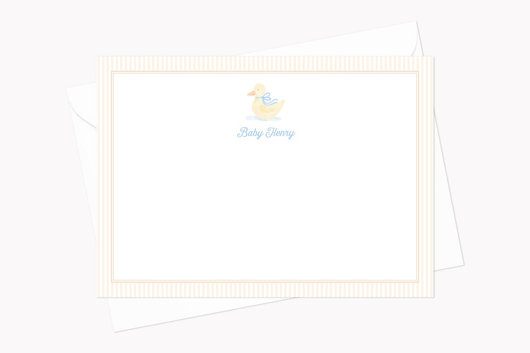 Printed Yellow Ducky Stationery Set Baby Shower Note Cards for Baby Boy ...