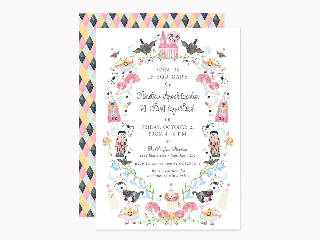 Printed Halloween Crest Party Invitations Custom Spook-tacular Birthday ...