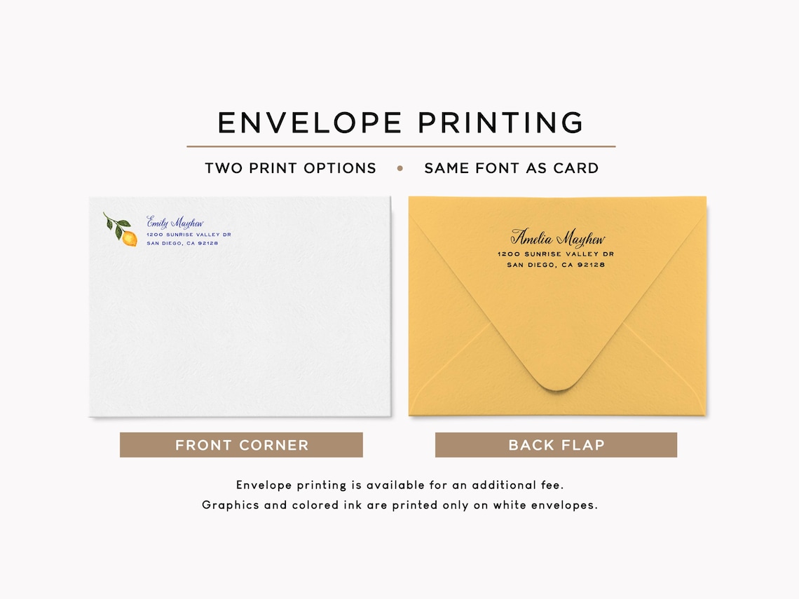 Lemon Note Cards | Custom 5x7 Citrus Fruit Stationery With Envelopes - Etsy