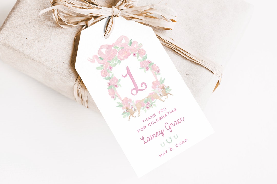 Pink Horse Derby Crest Gift Tag Set Custom Equestrian Favor - Etsy