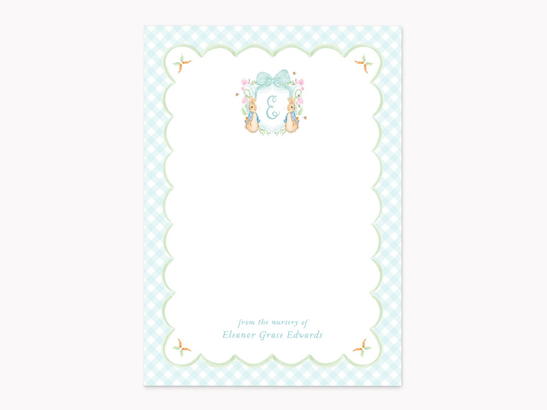 Peter Rabbit Stationery Set Custom Easter Bunny Monogram Spring Note ...