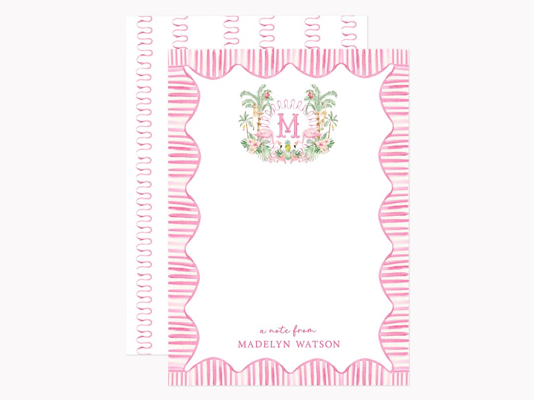 Printed Tropical Crest Monogram Stationery Set | Custom Hawaiian Luau ...