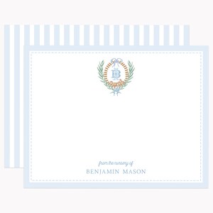 Train Crest Stationery Set | Custom Baby Shower Note Cards for Baby Boy ...