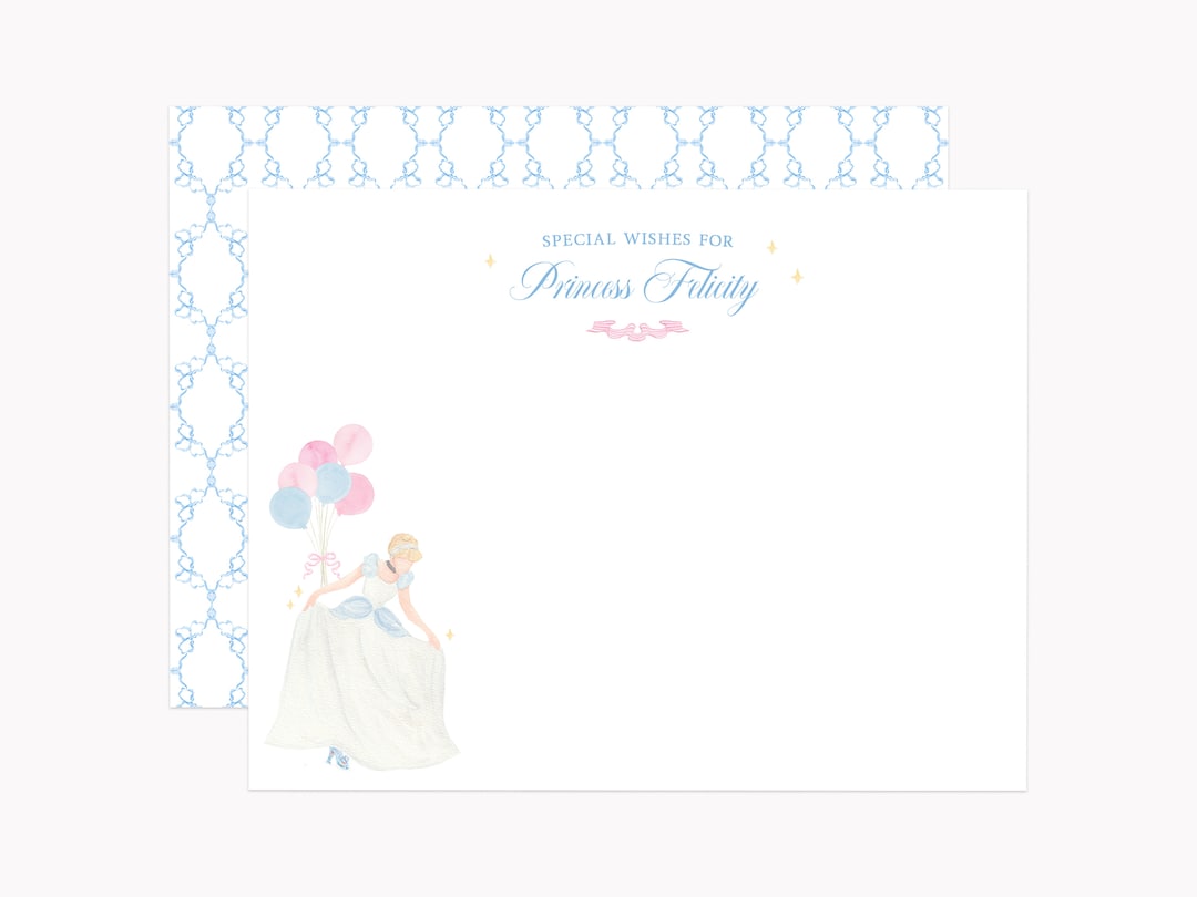 Cinderella Birthday Stationery Set Custom Fairytale Princess Party Note ...
