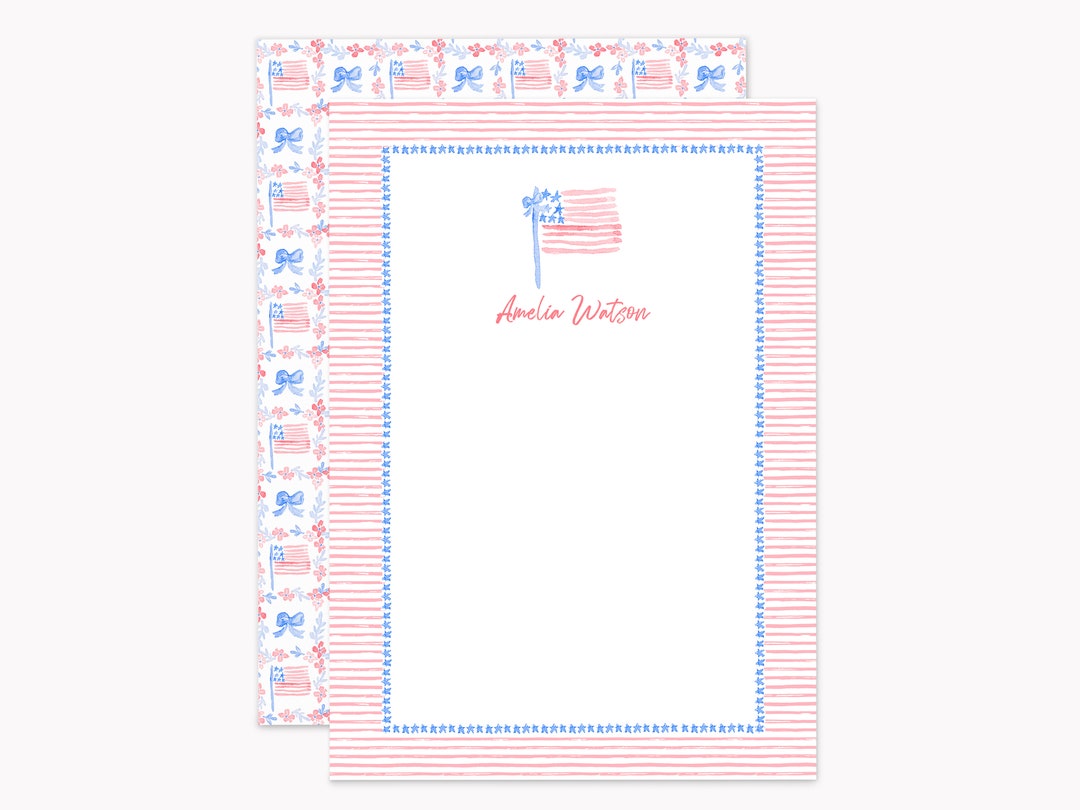 American Flag Stationery Set Custom Patriotic Americana Note Cards ...