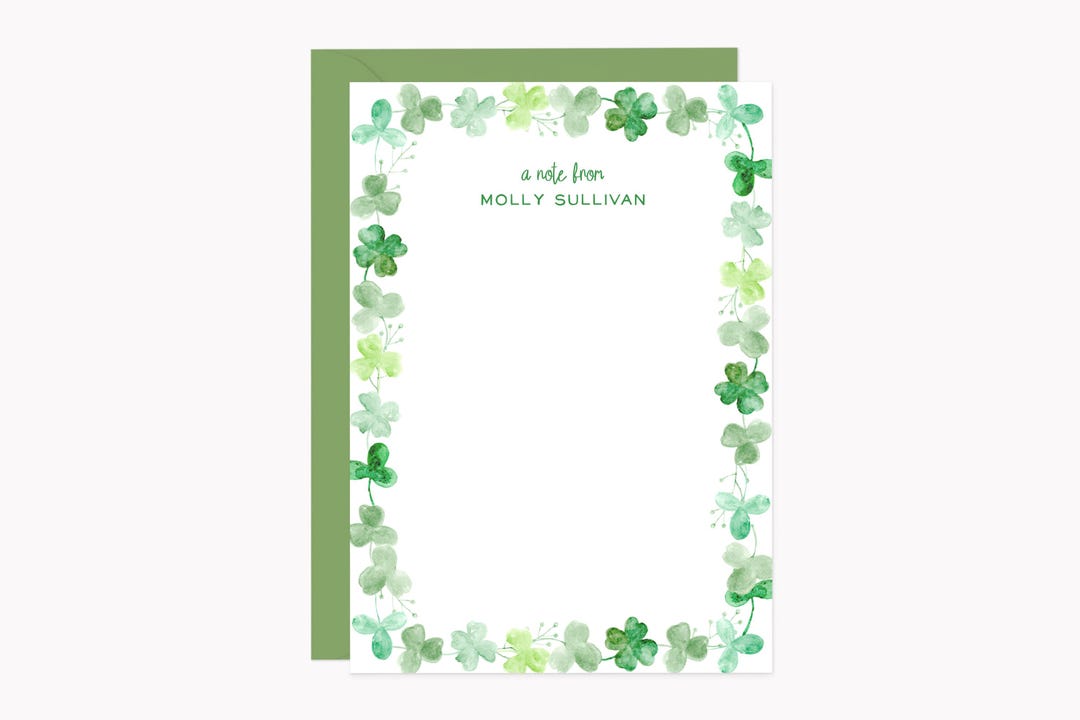 Printed Four-leaf Clover Stationery Set | Custom St. Patrick's Day ...