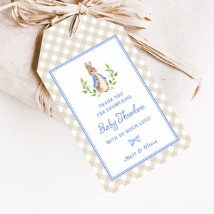 Boy Rabbit Gift Tag Set Custom Spring Baby Shower Party Favor Hang Tags ...