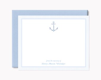 Anchor Note Cards Stationery Set of 10 Cards in White or Light Ivory ...