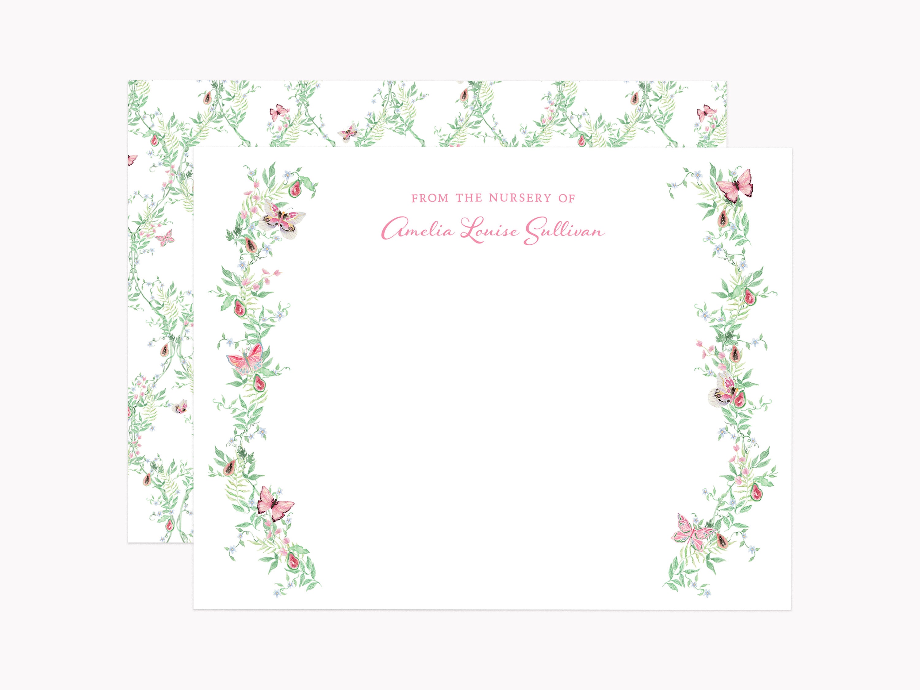 Butterfly Garden Stationery Set Custom Spring Floral Note Cards ...