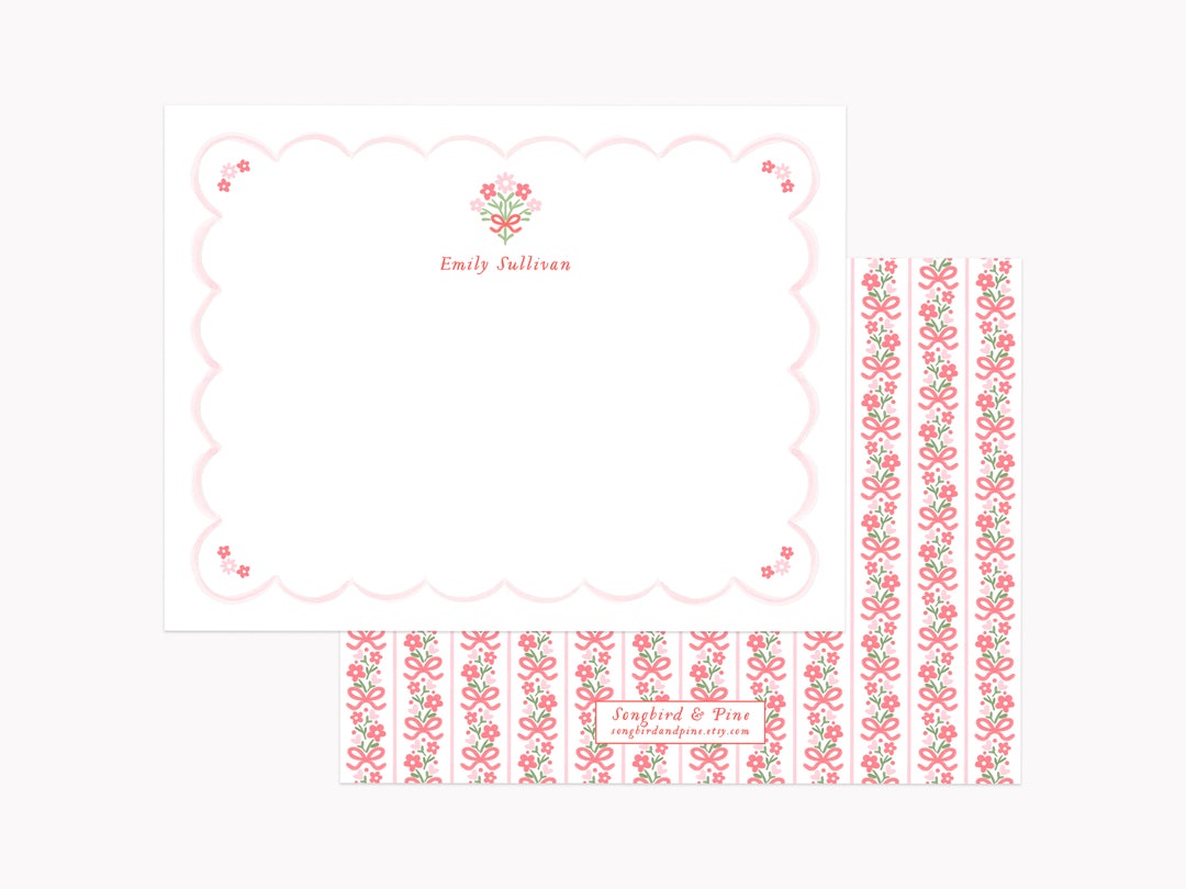 Ditsy Floral Valentine Stationery Set Custom Valentine's Day Note Cards ...
