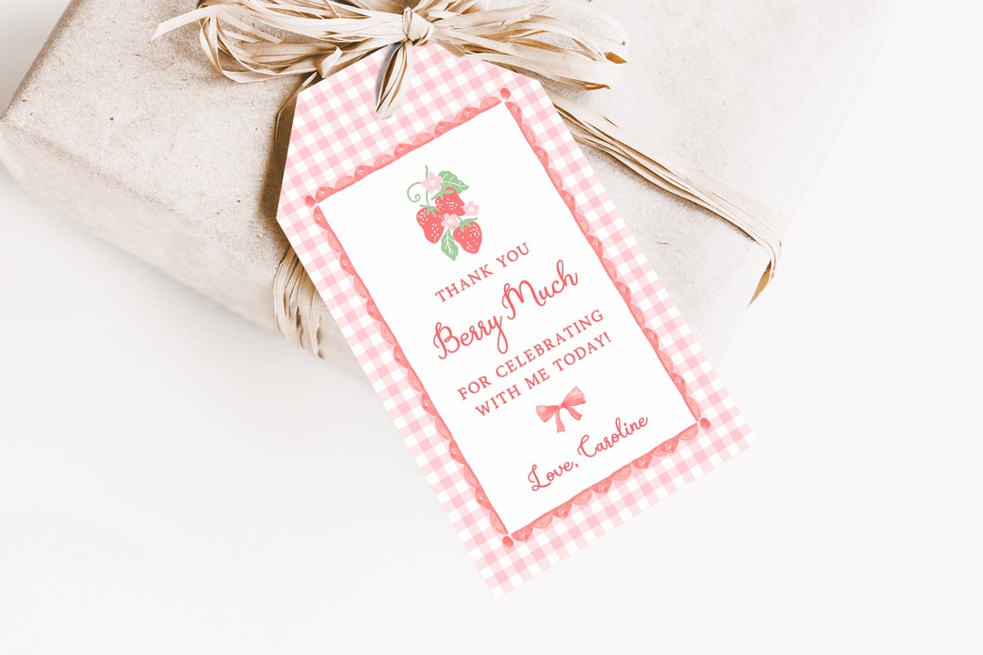Printed Strawberry Vines Gift Tag Set | Custom 2.25x4 Berry Sweet ...