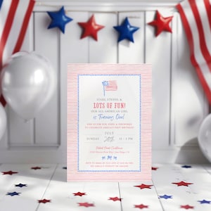 Printed American Flag Party Invitations | Custom 4th of July Patriotic ...