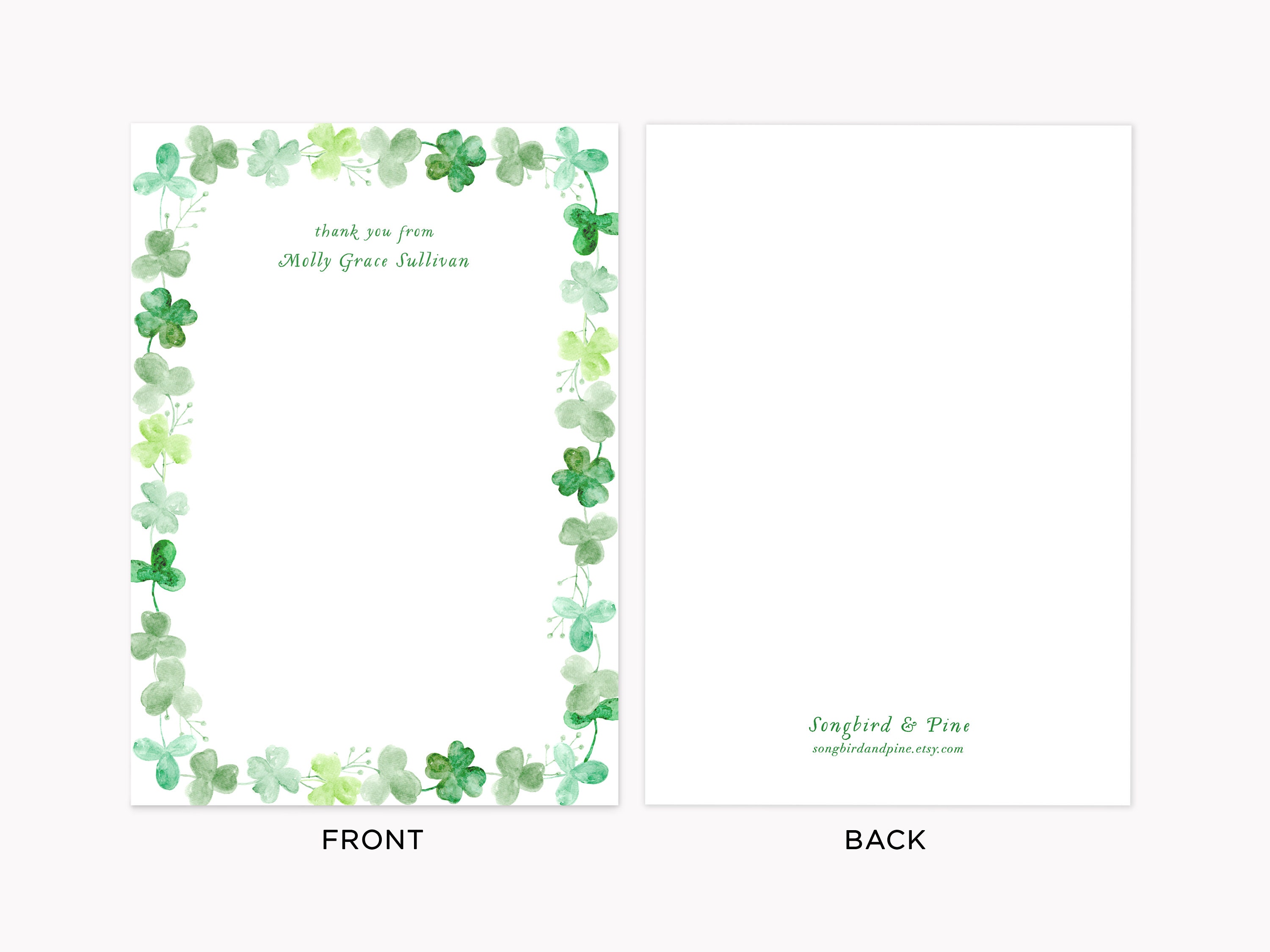Printed Four-leaf Clover Stationery Set Custom St. Patrick's Day Note ...