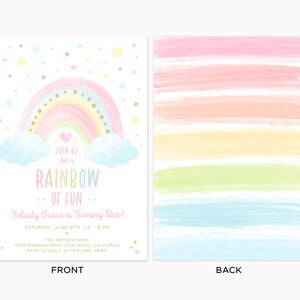 Printed Pastel Rainbow Invitation Set | Custom Watercolor Birthday ...