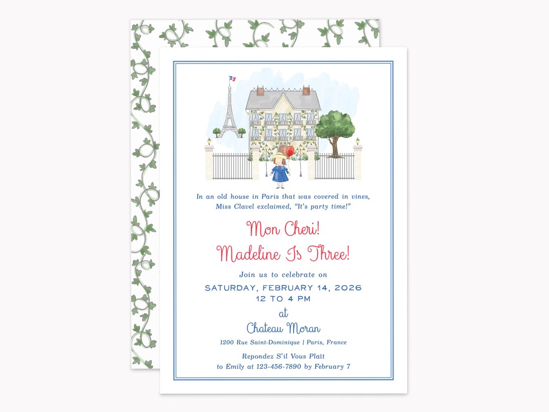 Madeline-inspired Invitations | Custom 5x7 French Girl in Paris ...