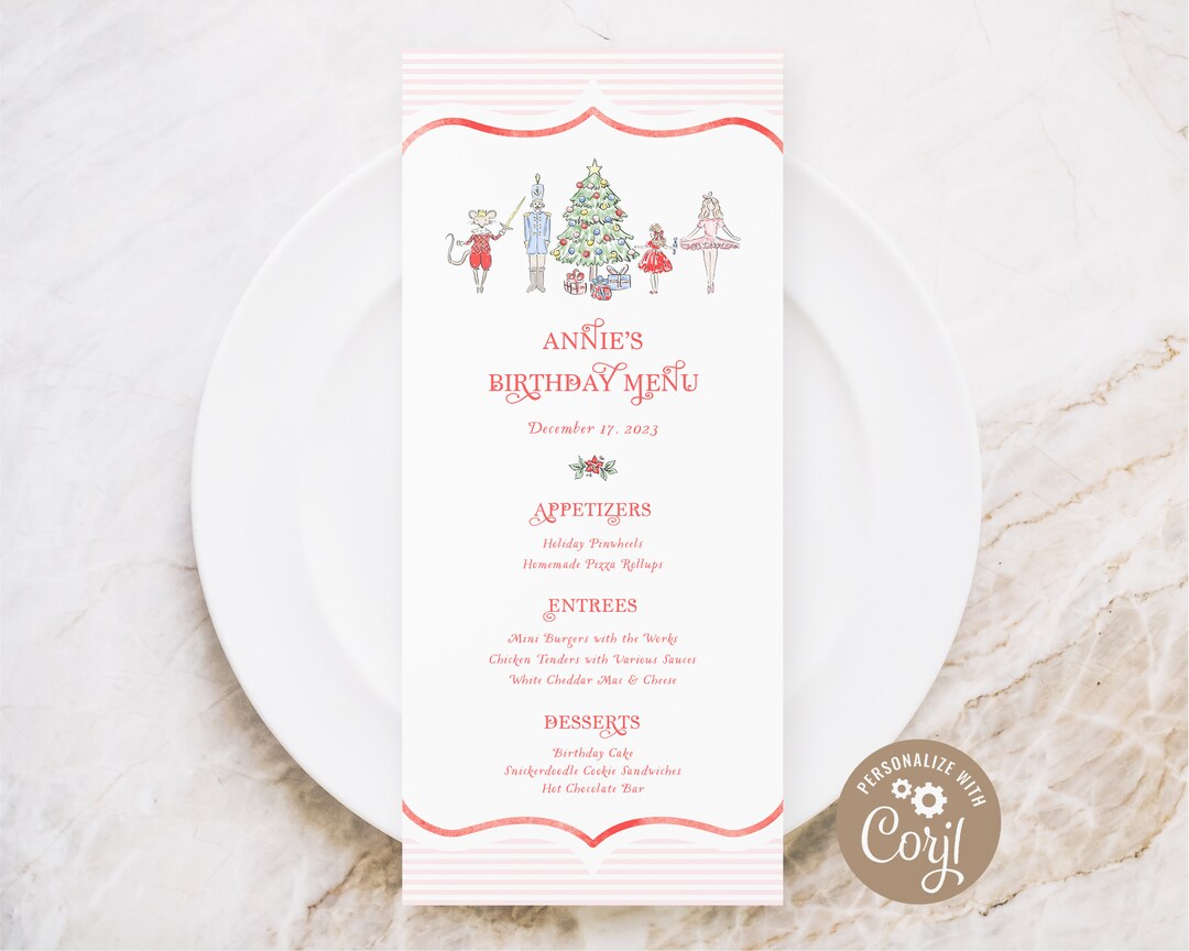 Printable Nutcracker Menu Template DIY Editable 4x9 - Etsy Canada