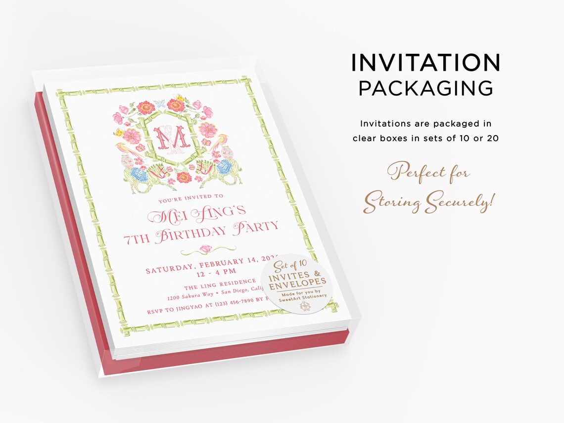 Lunar New Year Invitations | Custom 5x7 Asian Monogram Party Invitation ...