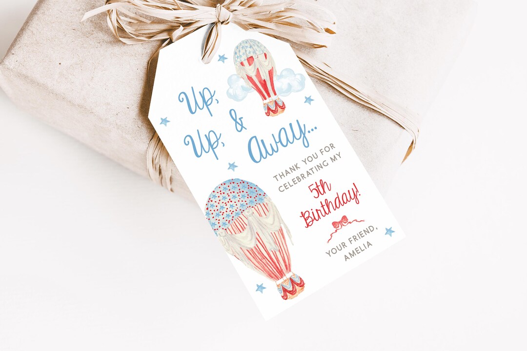Patriotic Hot Air Balloon Gift Tags | Custom 2.25x4 Americana Party ...