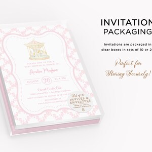 Printed Pink Carousel Invitation Set | Custom Girly Carnival Baby ...