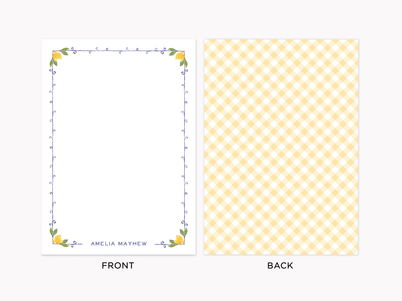 Lemon Note Cards | Custom 5x7 Citrus Fruit Stationery With Envelopes - Etsy