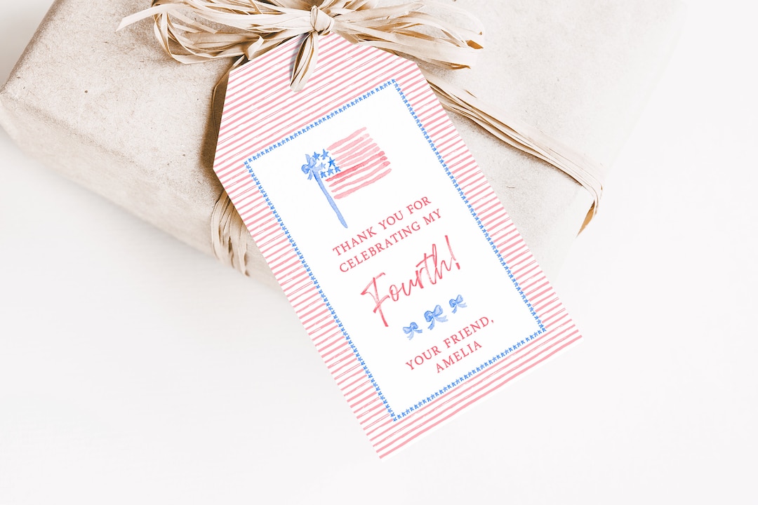 American Flag Gift Tag Set Custom Patriotic Americana Party Favor Hang ...