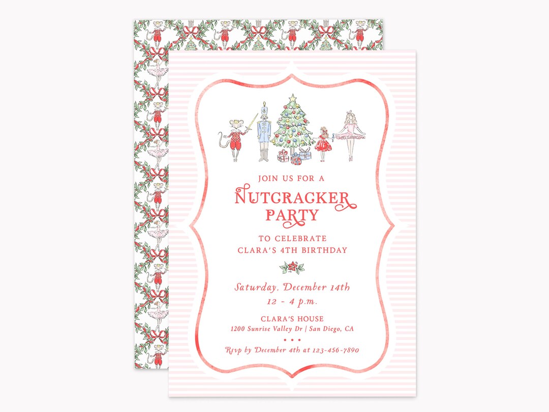 Classic Nutcracker Party Invitation Custom 5x7 Christmas Ballet ...