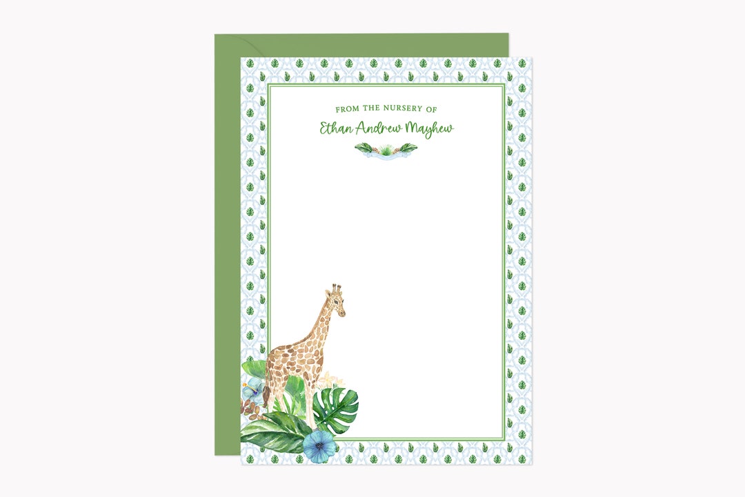 Giraffe in the Jungle Stationery Set | Custom Zoo Safari Note Cards ...