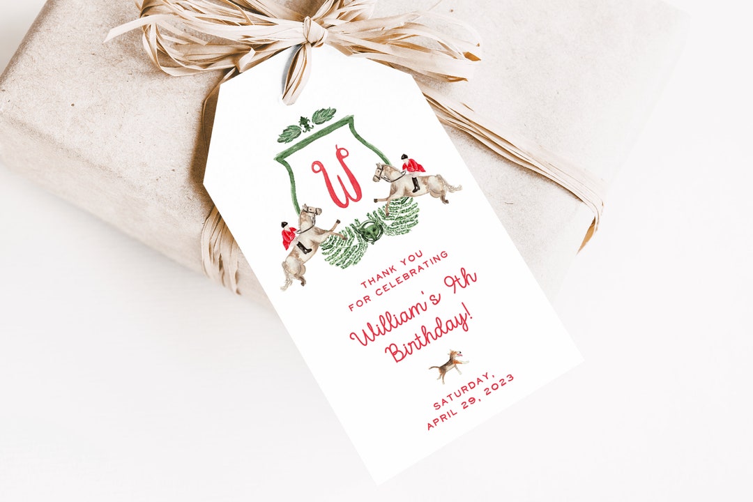Fox Hunting Crest Gift Tag Set Custom Baby Shower or - Etsy