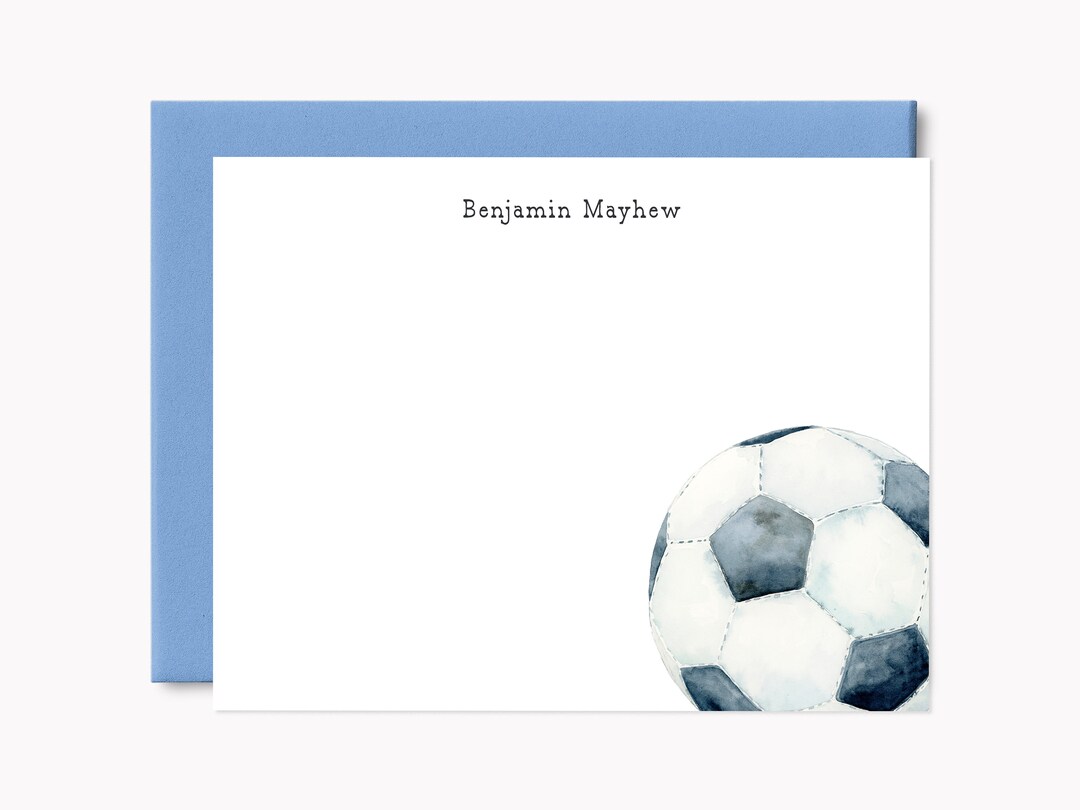 Printed Soccer Ball Stationery Set Sports Note Cards Personalized A2 ...