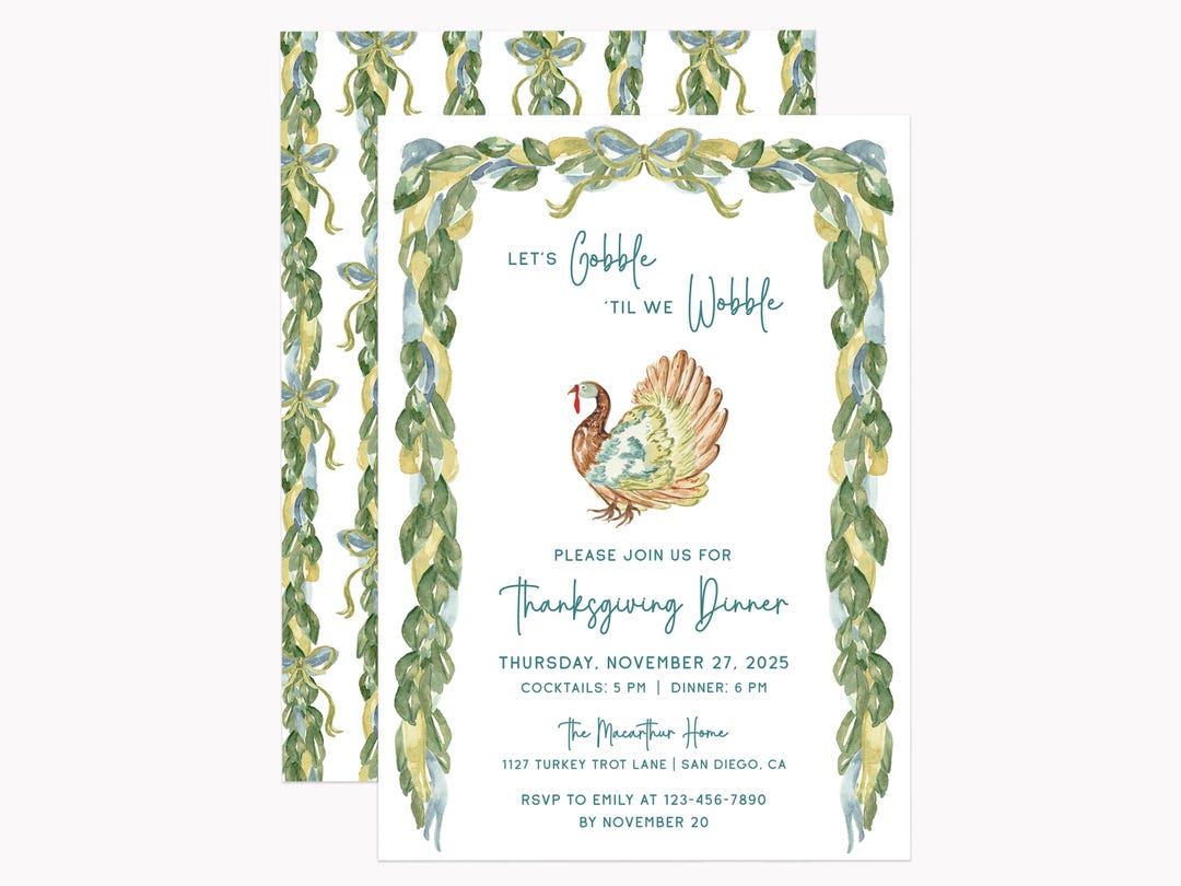 Thanksgiving Turkey Invitations | Custom 5x7 Autumn Party Invite ...