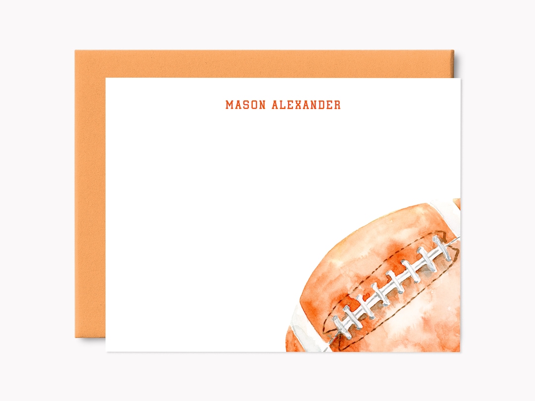 Printed Football Stationery Set Sports Note Cards for Kids Personalized ...