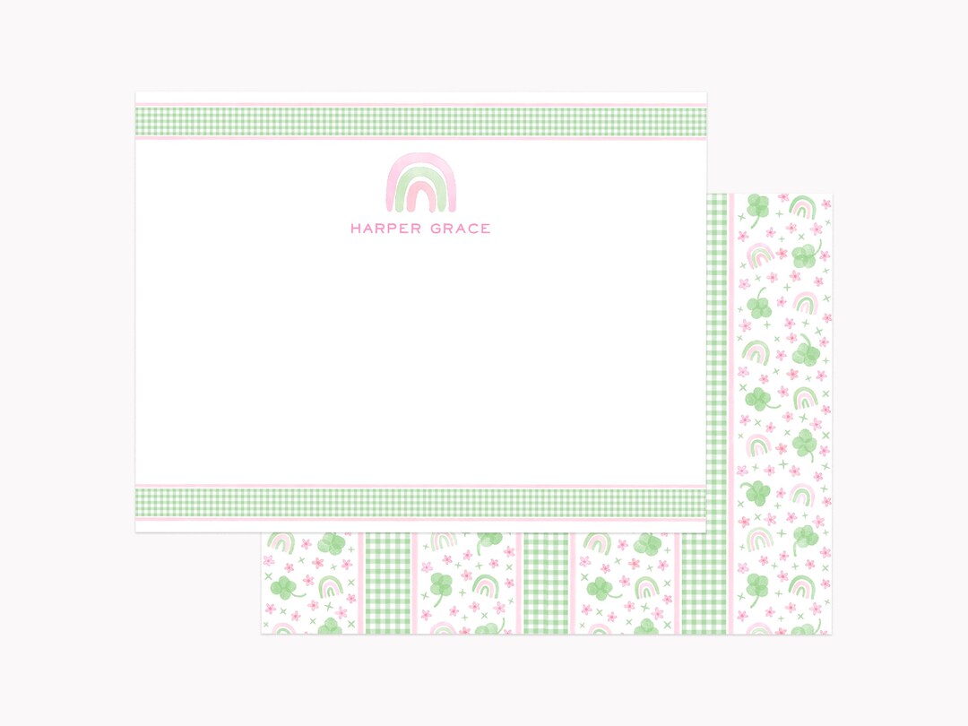 Irish Rainbow Note Cards | Custom A2 St. Patrick's Day Stationery Set ...
