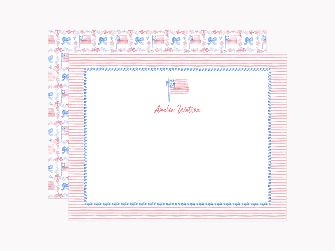Printed American Flag Stationery Set | Custom Patriotic Americana Note ...