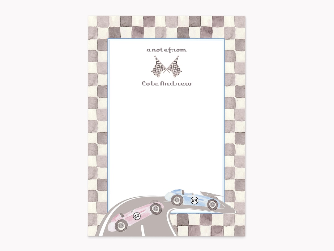 Retro Race Car Note Cards | Custom 5x7 Vintage Racing Stationery With ...