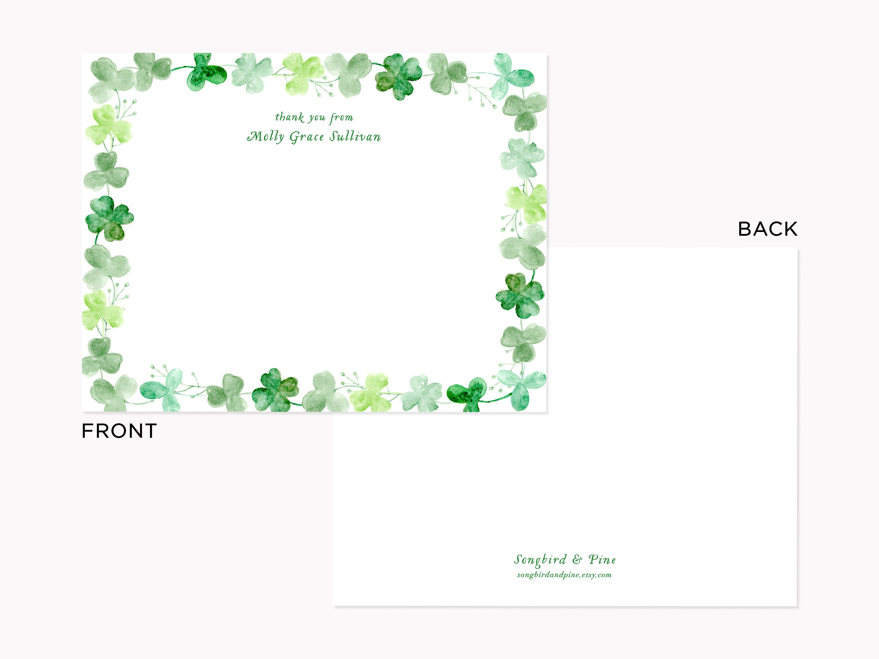 Printed Four-leaf Clover Stationery Set Custom St. Patrick's Day Note ...