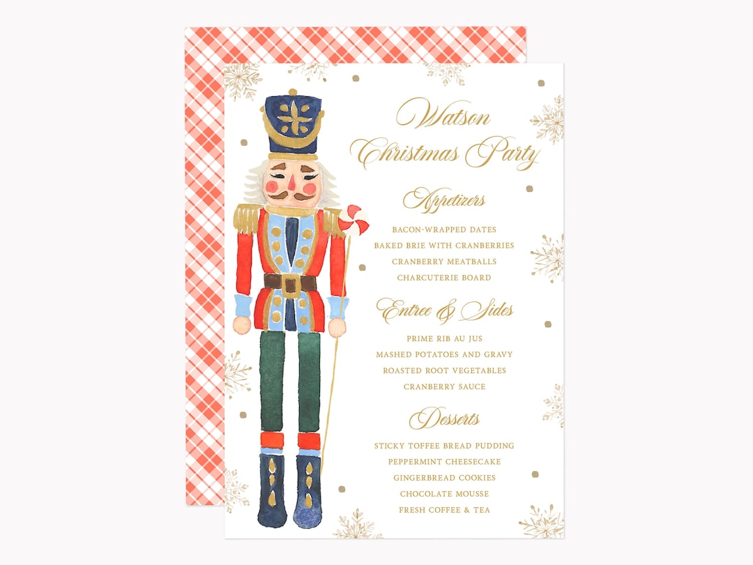 Nutcracker Christmas Menus | Custom 5x7 Holiday Party Menu Cards - Etsy