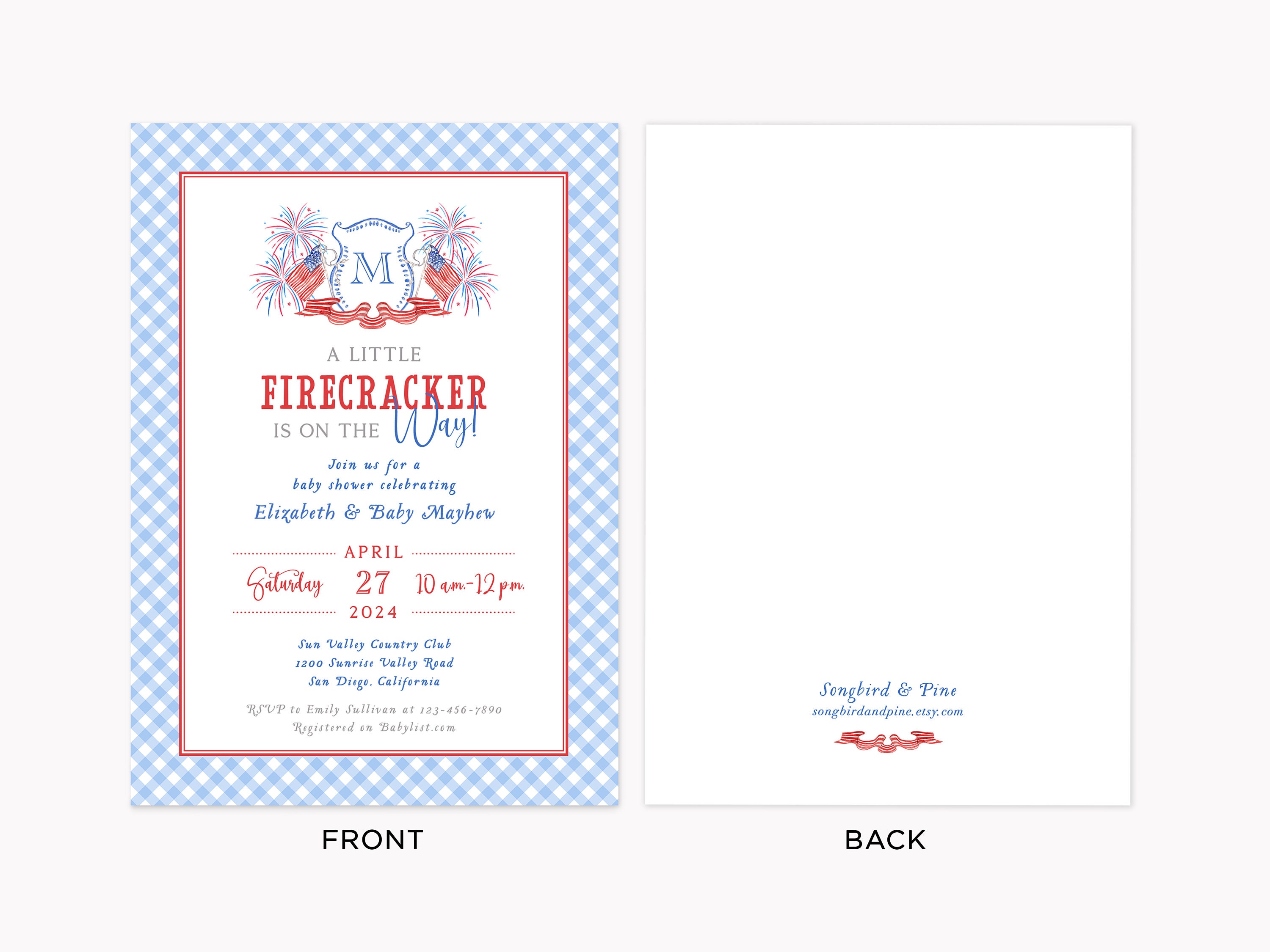Printed American Flag Crest Invitation Set Patriotic Invitations for ...