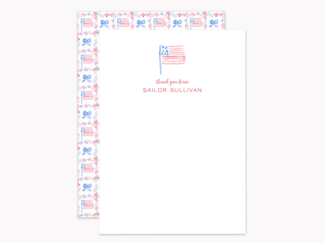 American Flag Stationery Set Custom Patriotic Note Cards for - Etsy