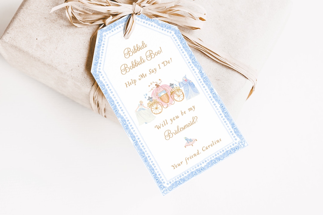 Printed Cinderella Gift Tag Set Custom Magical Fairytale Princess Party ...