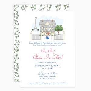 Printed Girl in Paris Invitation Set Personalized 5x7 French Party ...
